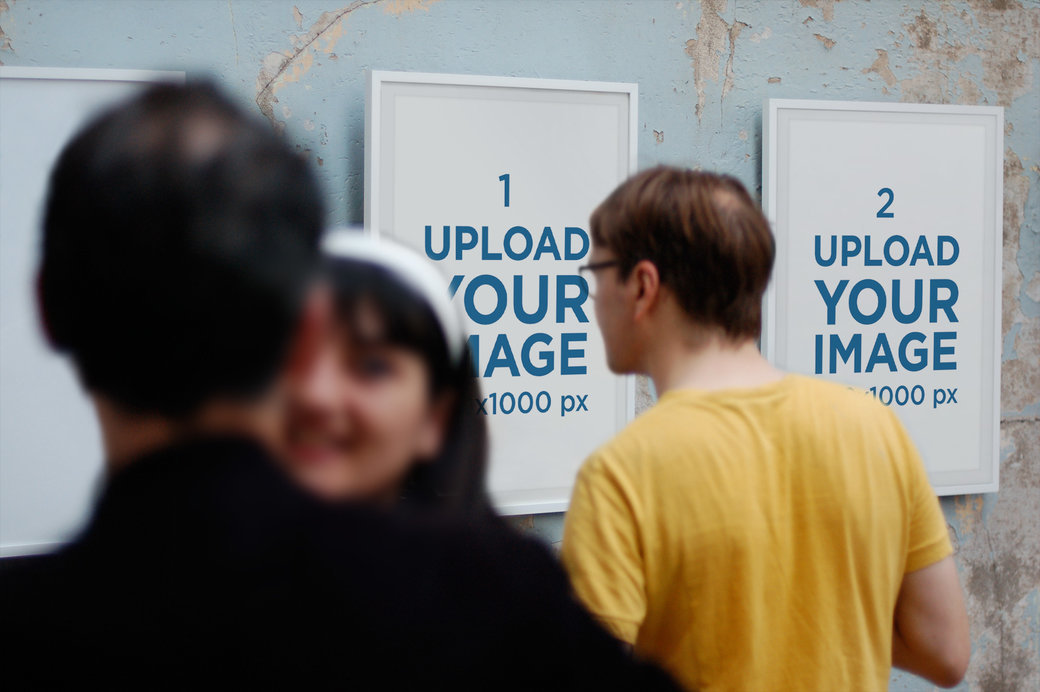 Placeit - Poster Frame Mockup Featuring a Crowded Gallery