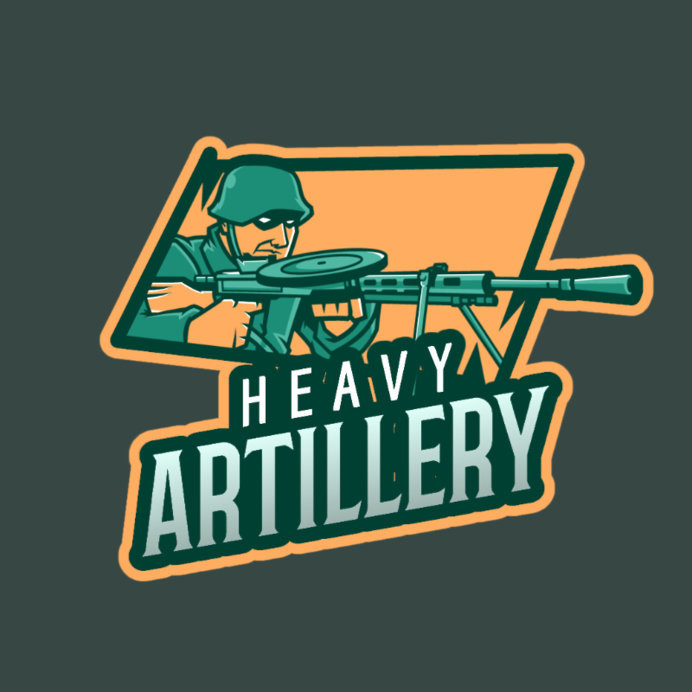 Placeit - Gaming Logo Template Featuring a Shooter with Heavy Artillery