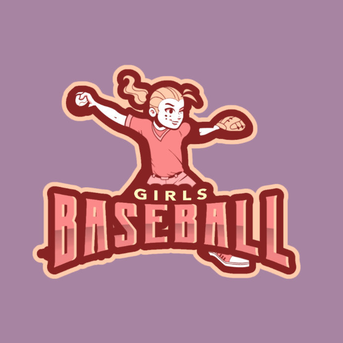 Placeit - Illustrated Baseball Logo Template Featuring a Female Player