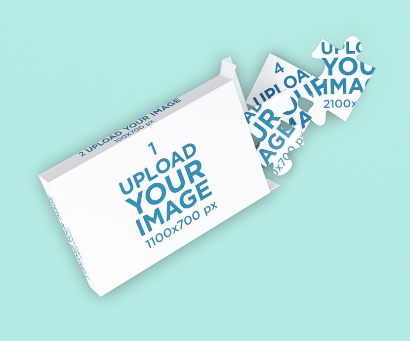 Placeit - Mockup of a Puzzle Box Featuring Multiple Pieces