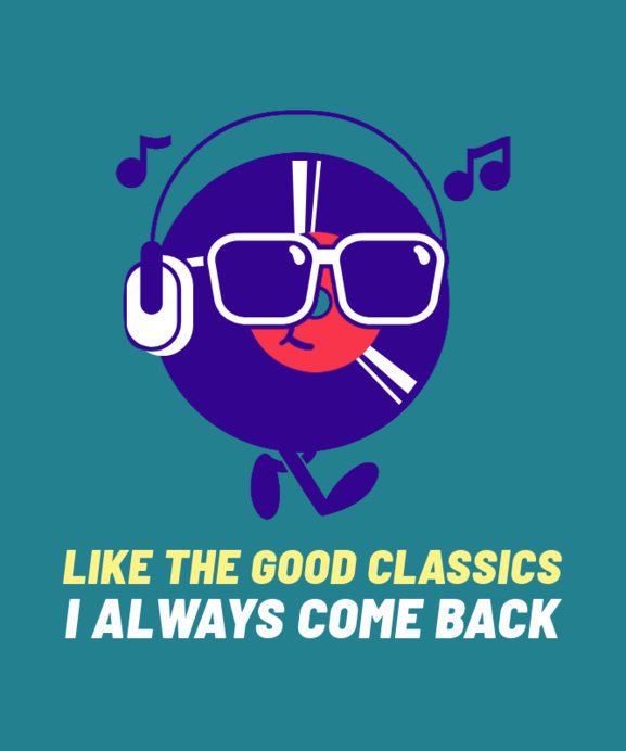 Placeit - Retro T-Shirt Design Template Featuring a Cool Vinyl Record ...