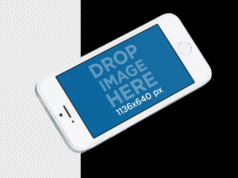 Placeit - White iPhone SE Mockup Floating in Angled Landscape Position