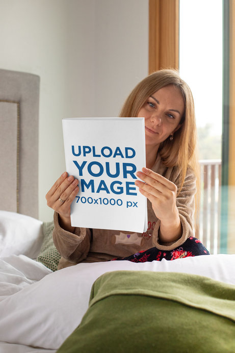 Placeit - Magazine Mockup Featuring a Woman in Bed