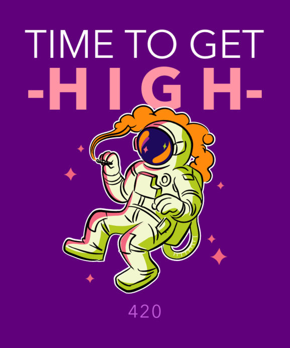 Placeit - T-Shirt Design Template for 420 with a High Astronaut