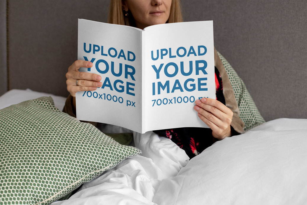 Placeit - Magazine Mockup Featuring a Woman Reading in Bed
