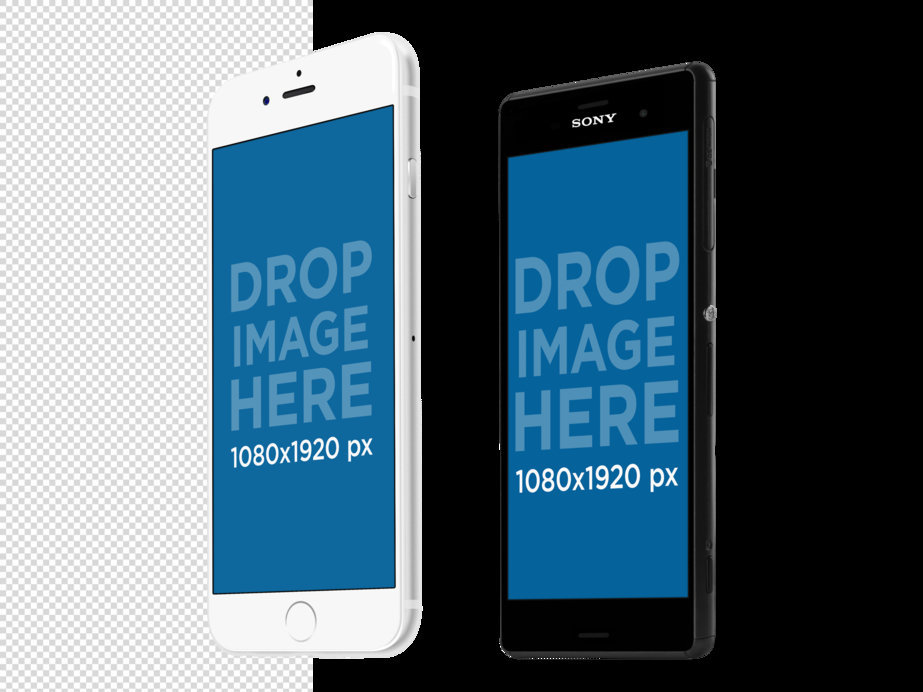Placeit - iPhone 6 and Android Phone Set Mockup in Portrait Position