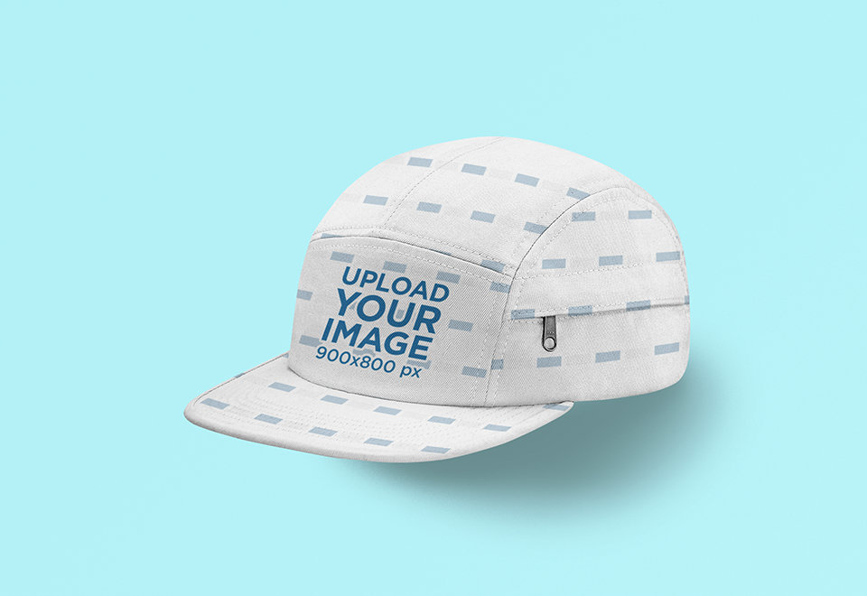 Placeit - Mockup of a 5-Panel Hat Over a Plain Surface