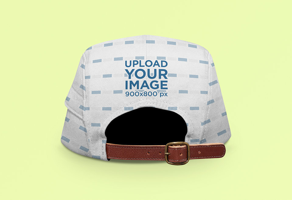 Placeit - Back-View Mockup of a 5-Panel Hat with a Customizable Background