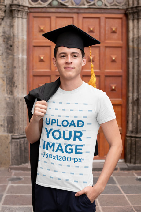 Placeit - T-Shirt Mockup of a Young Man on His Graduation Day