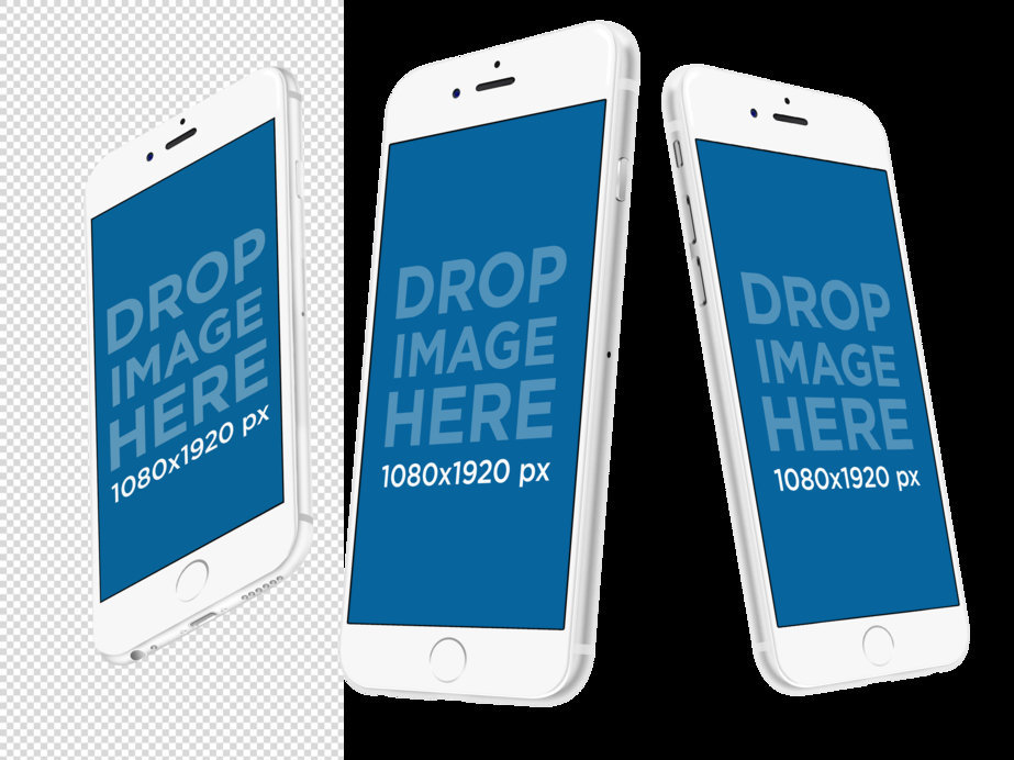 Placeit - White iPhones Floating in Angled Position Over a Null ...