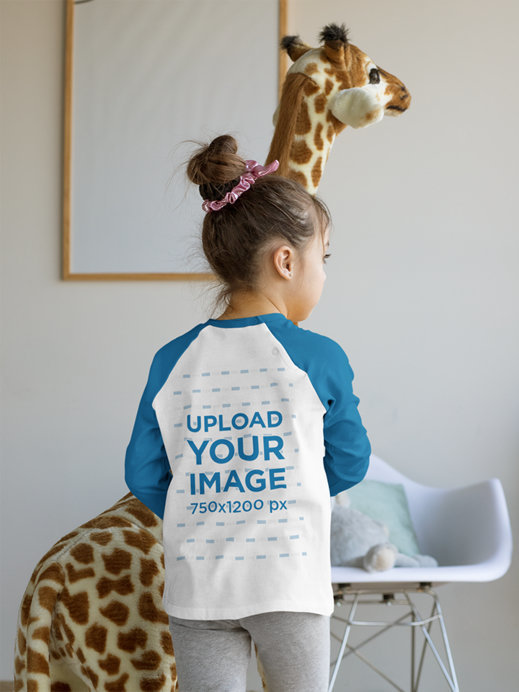 Placeit - Back-View Mockup of a Little Girl Wearing a Raglan T-Shirt at ...