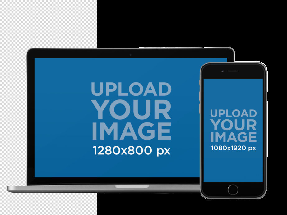 Placeit - iPhone in Portrait Position and MacBook Pro Over a Flat ...