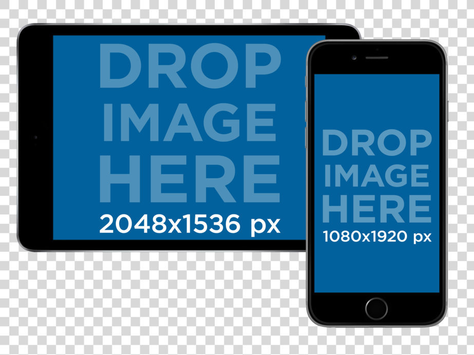 Placeit - Black iPhone in Portrait Position and iPad Mini in Landscape ...