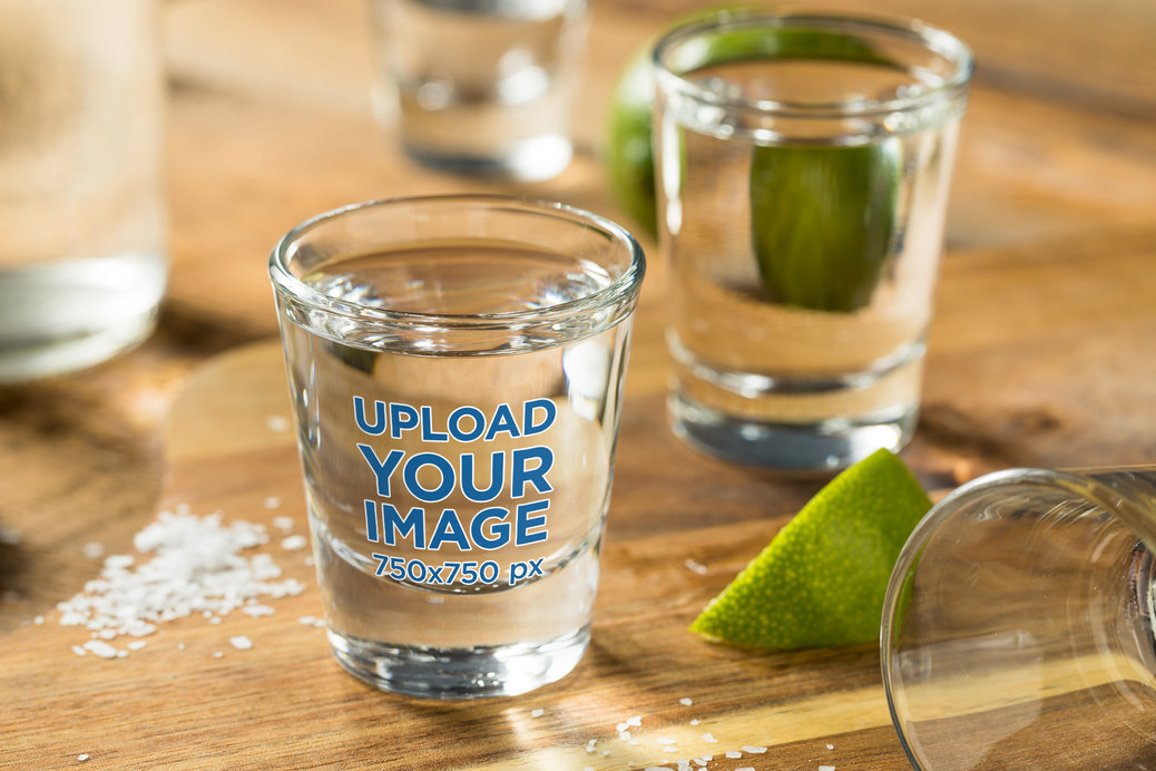 Placeit - Shot Glass Mockup Featuring Lime and Salt