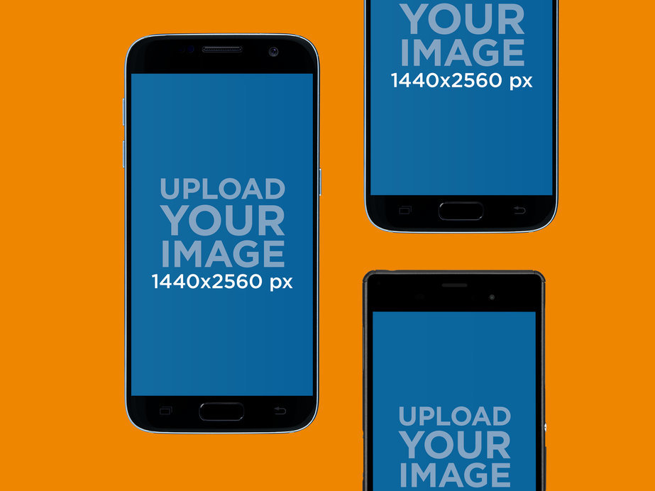 Placeit - Mockup Featuring Three Android Phones in Portrait Position ...