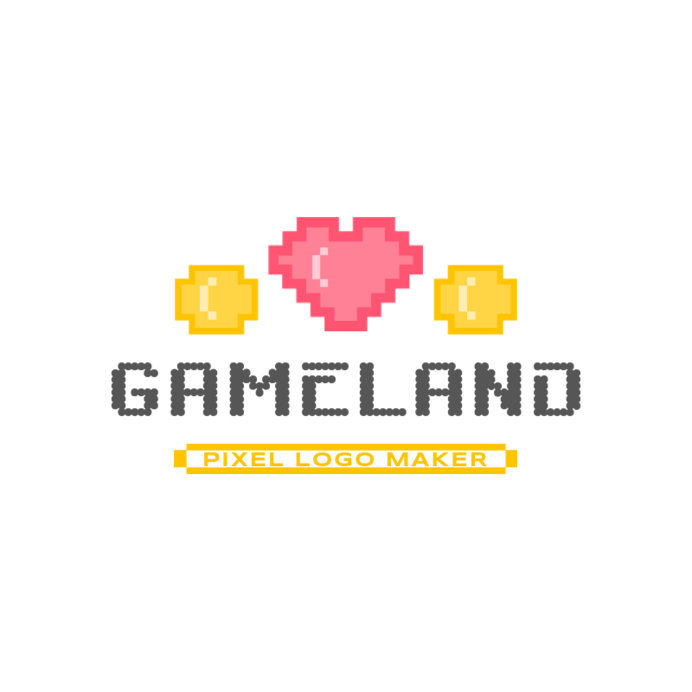 Placeit - Gaming Logo Template Featuring a Pixel Art Heart