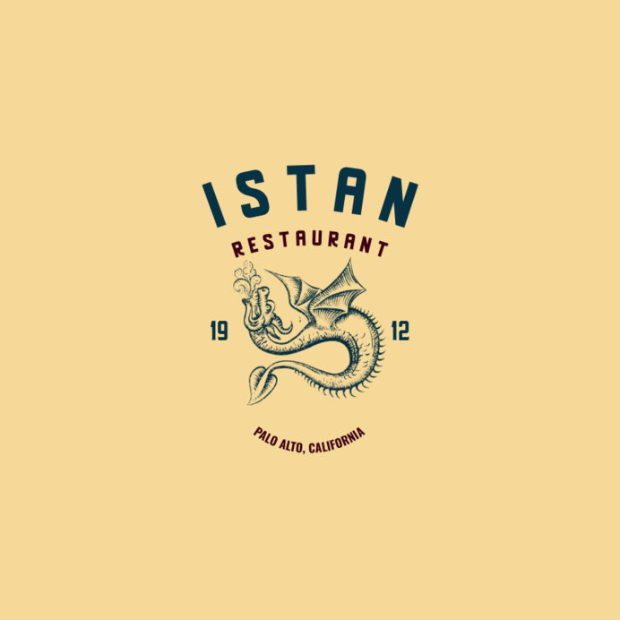 Placeit - Restaurant Logo Generator with a Vintage Illustration of a Dragon