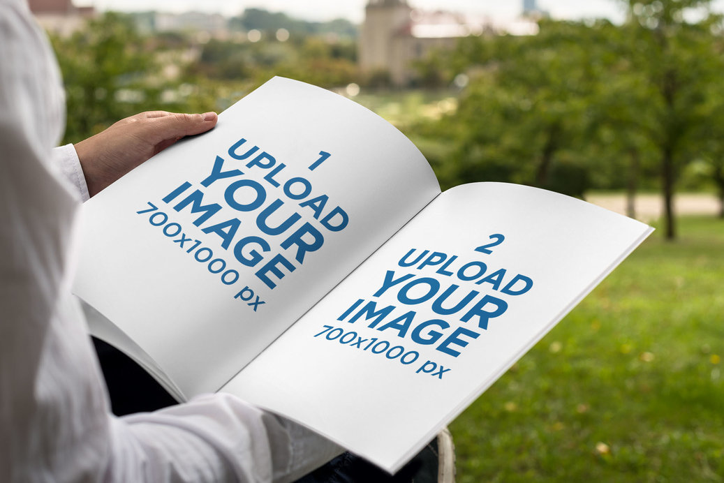 Placeit - Mockup of a Businessman Reading a Magazine at a Park