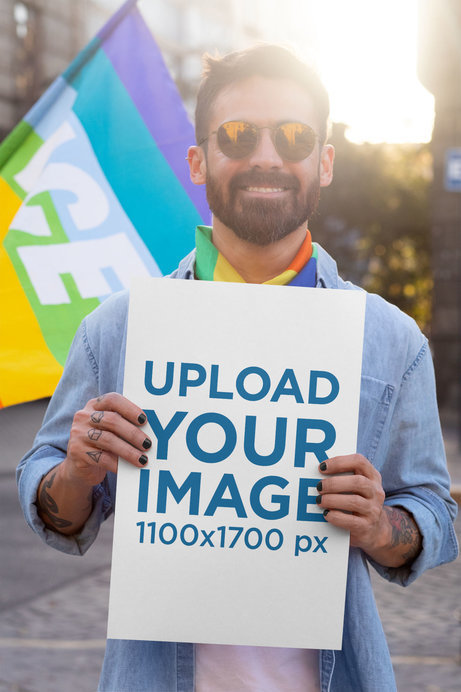 Placeit - Poster Mockup of a Man at a Pride Parade