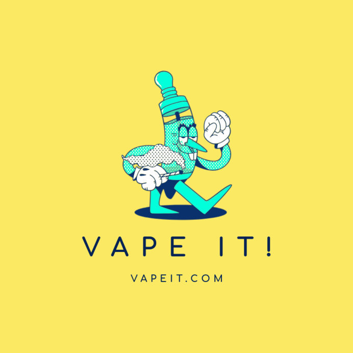 Placeit - Vape Shop Logo Maker Featuring a Vaping Pen Character