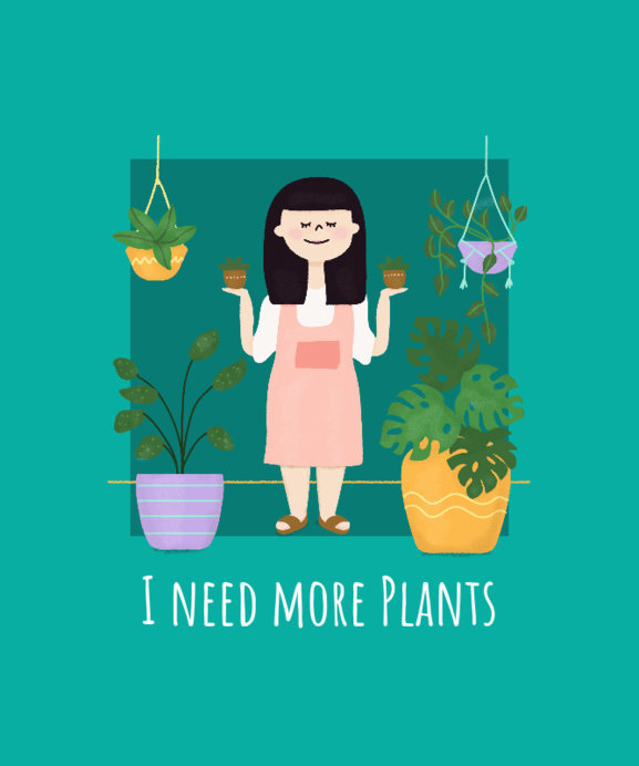Placeit - Plant Lady T-Shirt Design Generator with a Smiling Woman ...