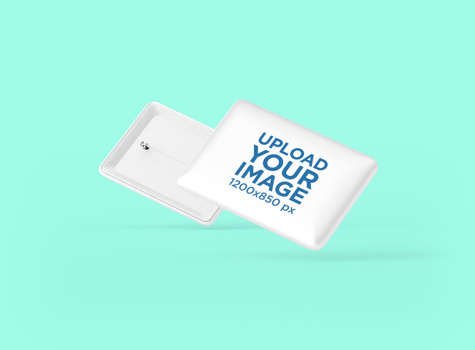 Placeit - Mockup of a Rectangular Pin Button with a Customizable Background