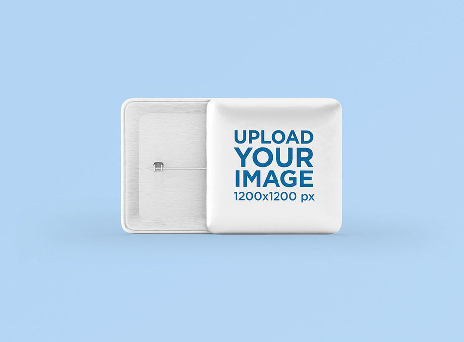 Placeit - Mockup Featuring Two Square Pin Buttons Against a Plain Color ...