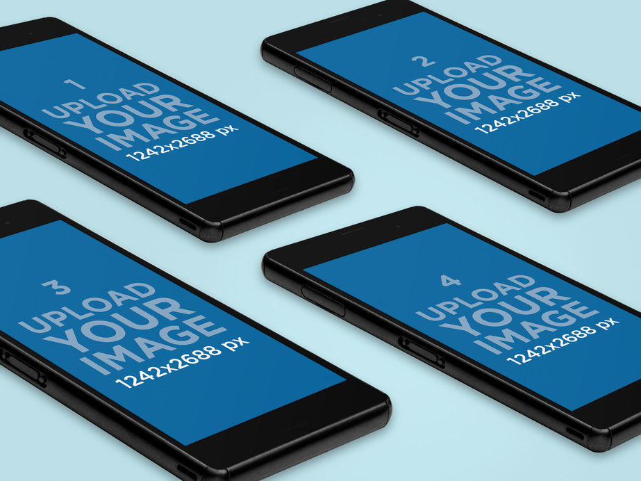 Placeit - Android Phones Over a Surface Mockup