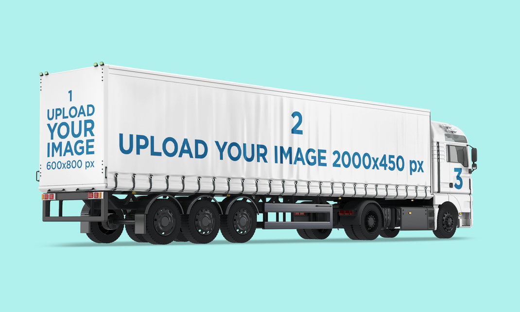 Placeit - Vehicle Wrap Mockup Featuring a Trailer Truck Against a ...