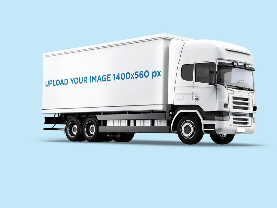 Placeit - Vehicle Wrap Mockup Featuring a Cargo Truck Against a Plain ...