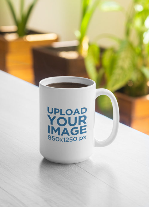 Placeit - Sticker Mockup Featuring a 15 oz Coffee Mug