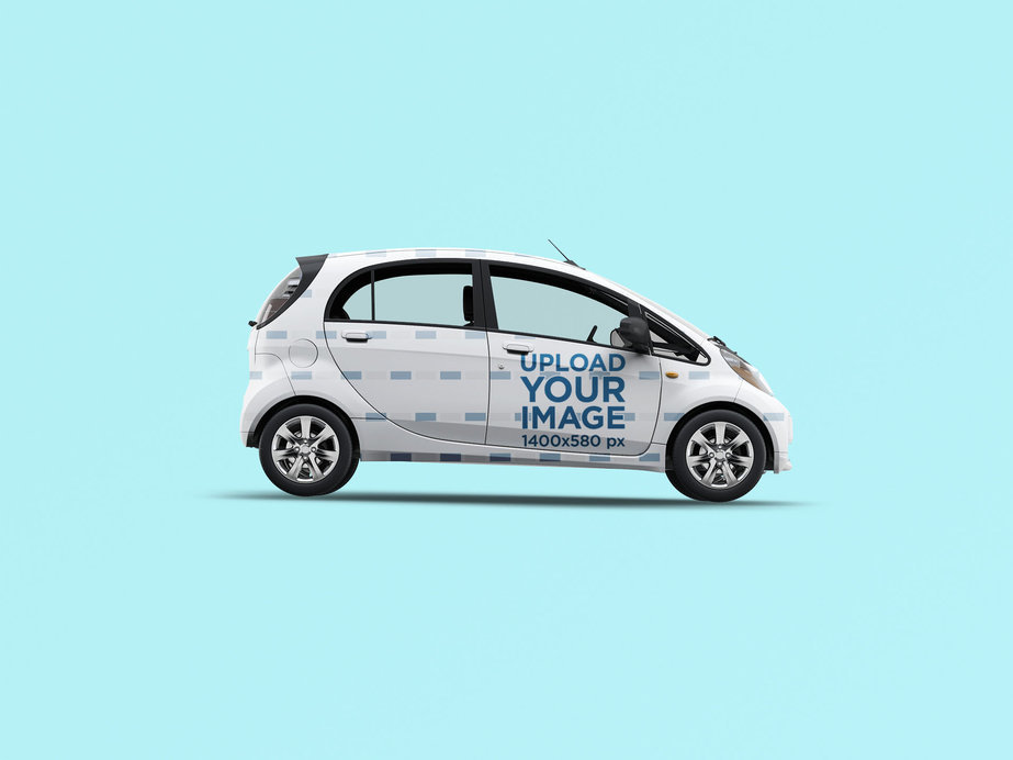 Placeit - Full Car Wrap Mockup Featuring a Compact Car