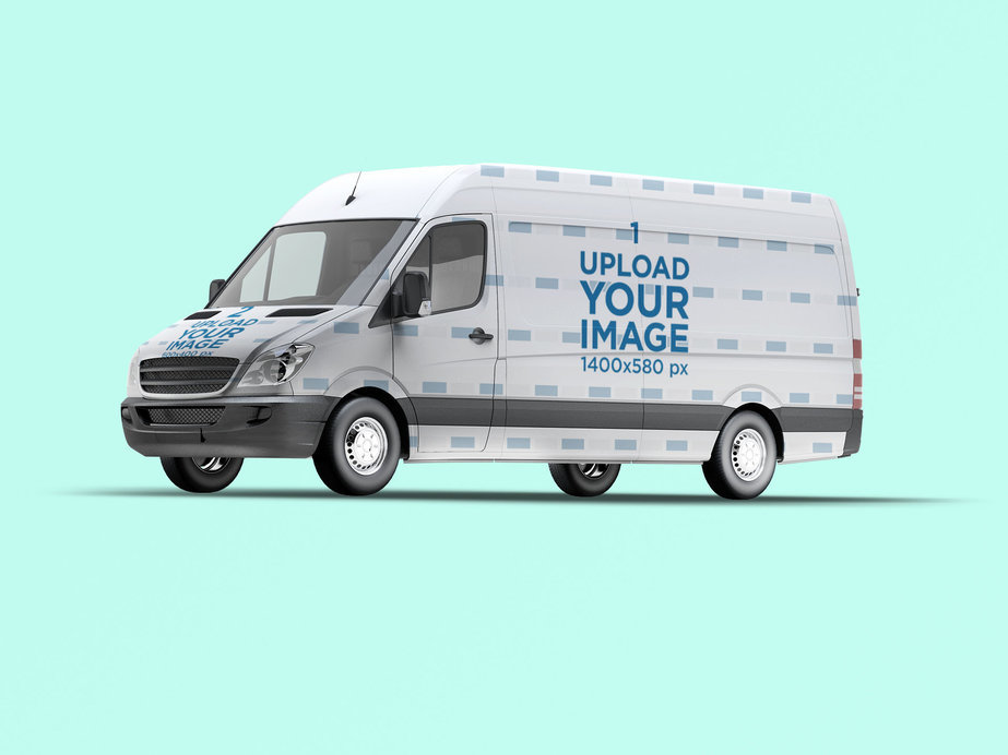 Placeit - Vehicle Wrap Mockup Featuring a Van