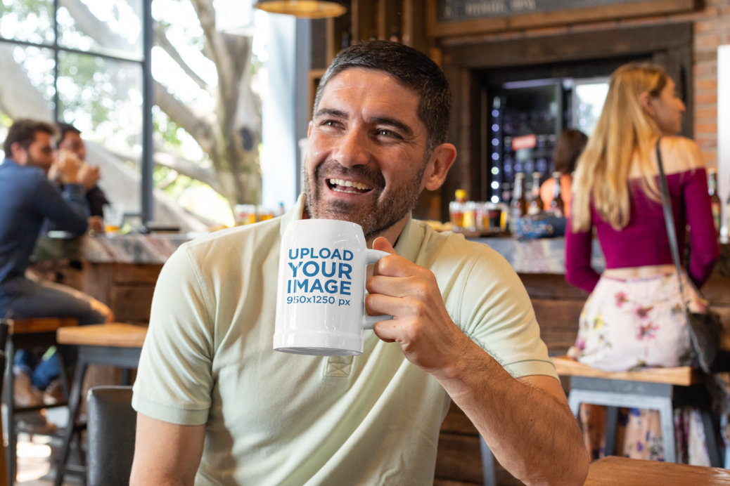 Placeit - Mockup of a Happy Man Holding a Beer Mug