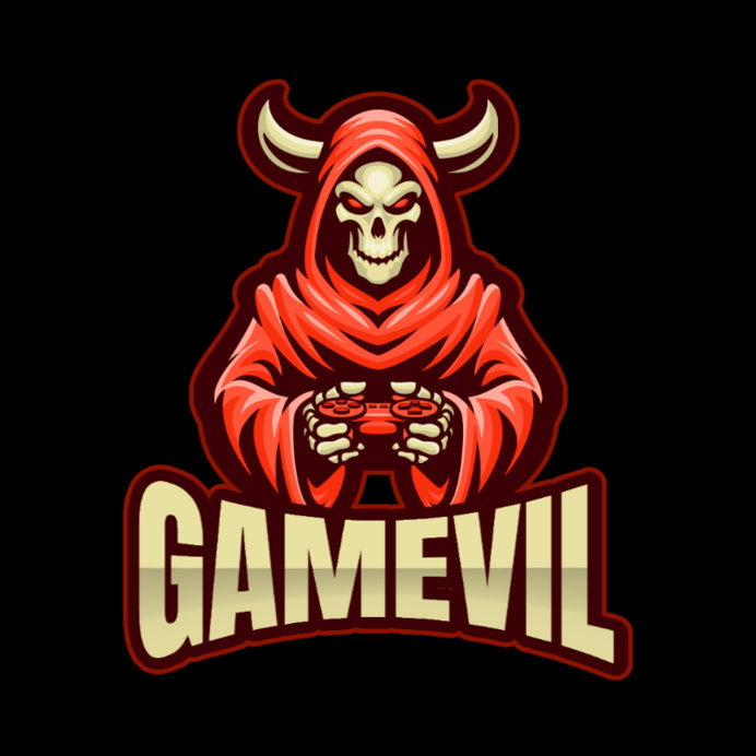 Placeit - Logo Creator Featuring an Evil Gamer Skeleton with a Cape
