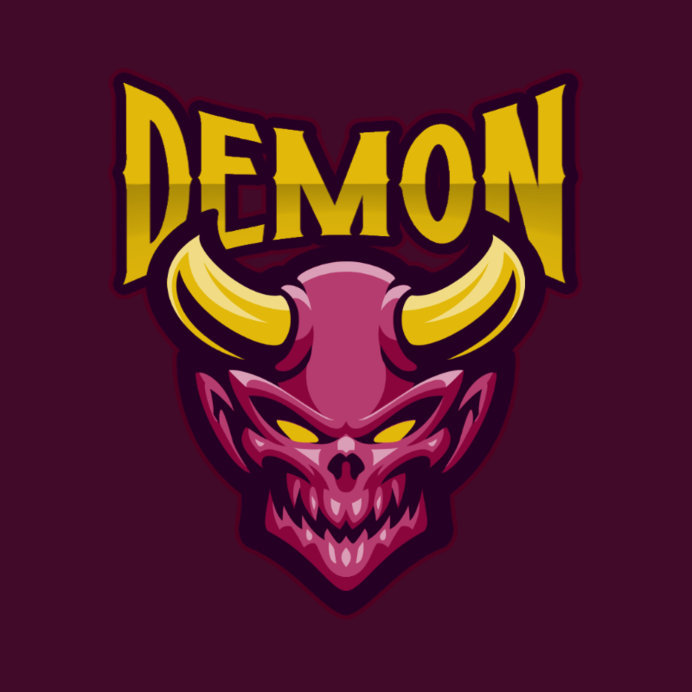 Placeit - Logo Generator Featuring a Horned Demon with a Creepy Smile