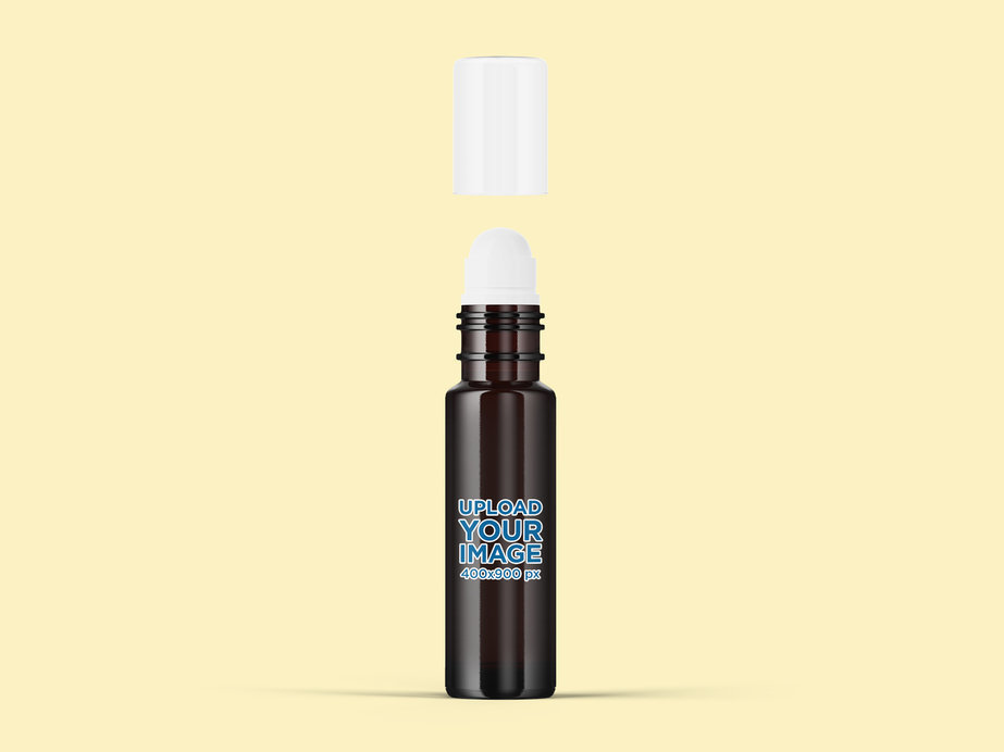 Placeit - Essential Oil Mockup Featuring an Amber Roller Bottle
