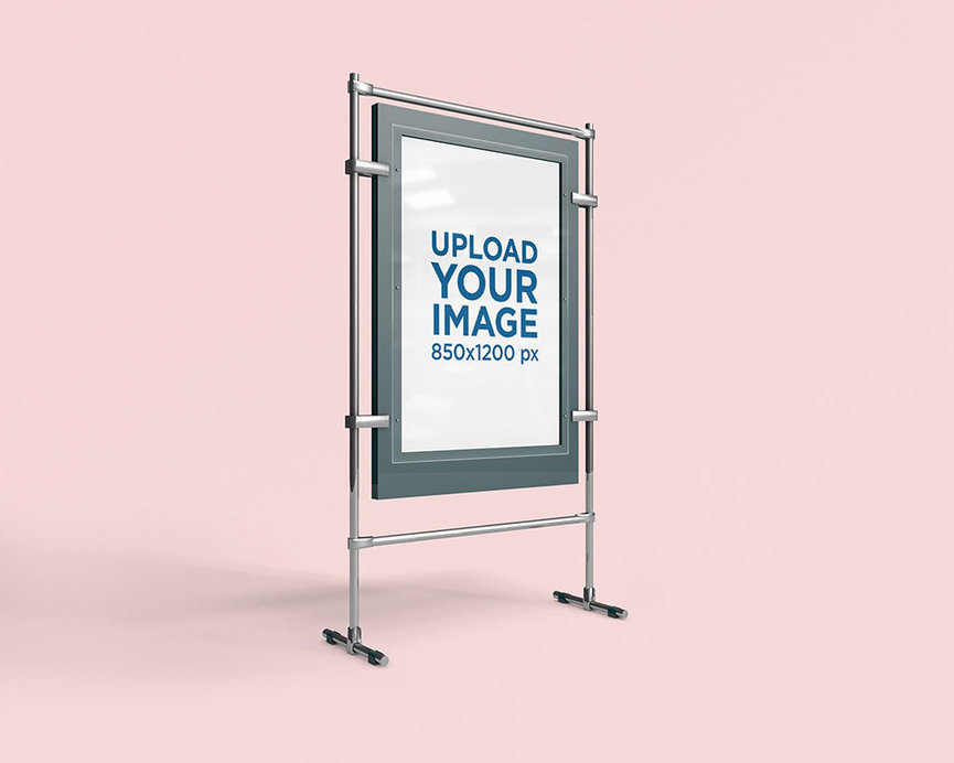 Placeit - Mockup of an Angled MUPI Featuring a Solid Color Backdrop