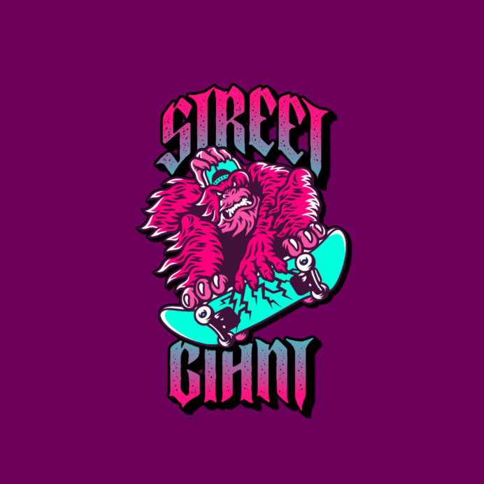 Placeit - Urban Style Logo Maker Featuring a Skating Gorilla Graphic
