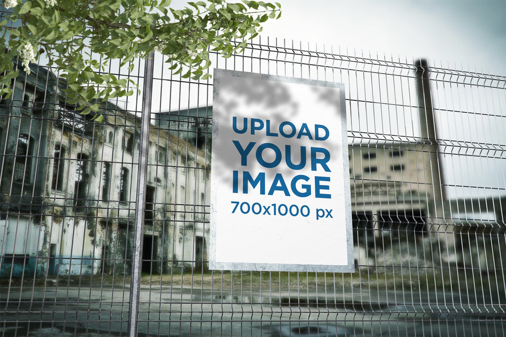 Placeit - Sign Mockup Featuring an Abandoned Building