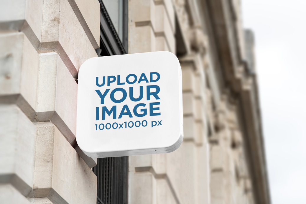 Placeit - Mockup of a Square Outdoor Sign with Rounded Edges