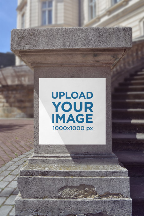Placeit - Mockup of a Sign Placed on a Pillar