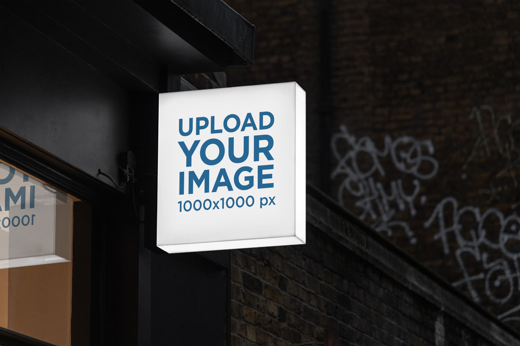 Placeit - Mockup Featuring a Square Lighted Sign