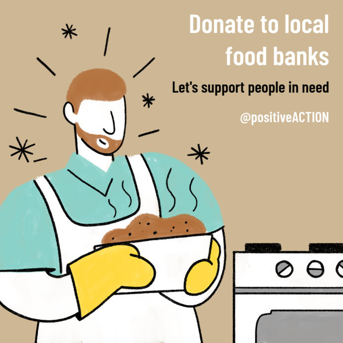 Placeit - Illustrated Instagram Post Template to Support Local Food Banks