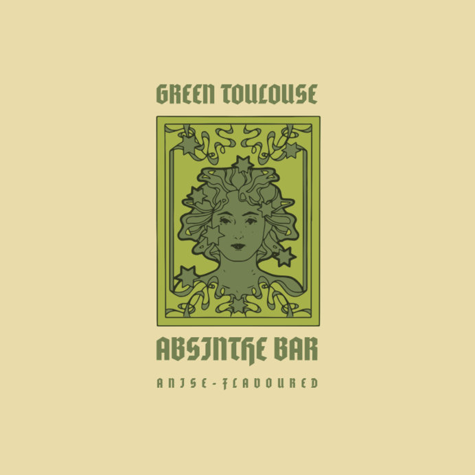 Placeit - Absinthe Bar Logo Template Featuring an Art Nouveau Style Graphic
