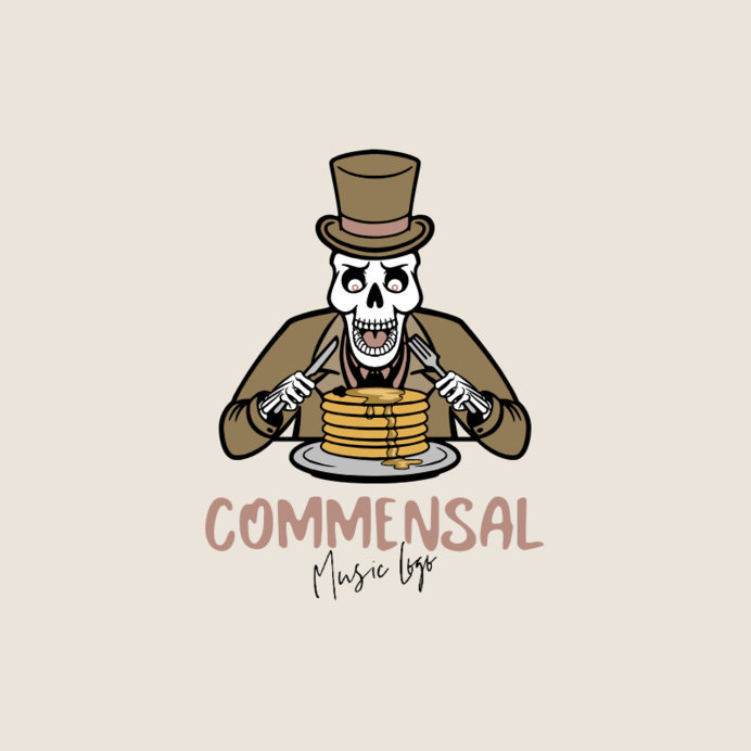 Placeit - Musician Logo Maker Featuring a Skeleton Eating Pancakes