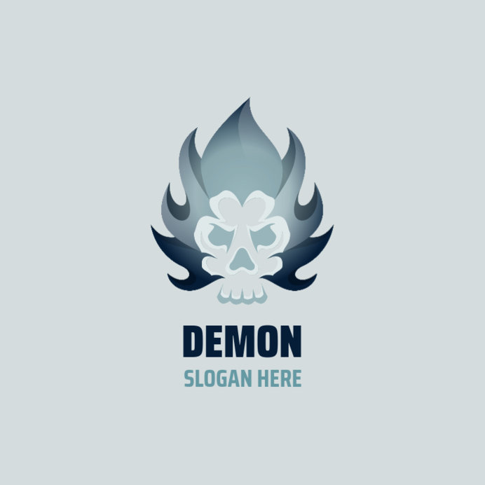 Placeit - Logo Template of an Evil Skull with Flames Around It