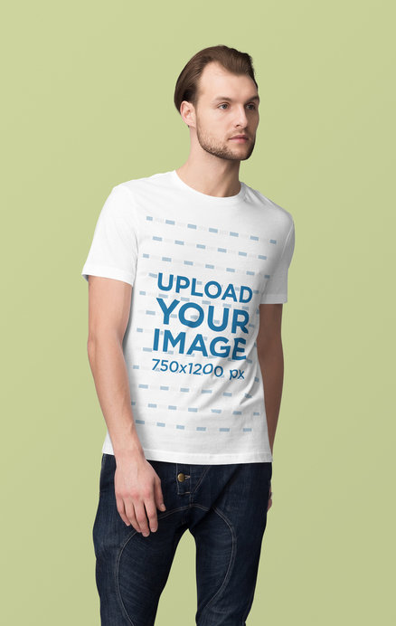 Placeit - Mockup of a Serious Man Posing at a Studio and Wearing a ...