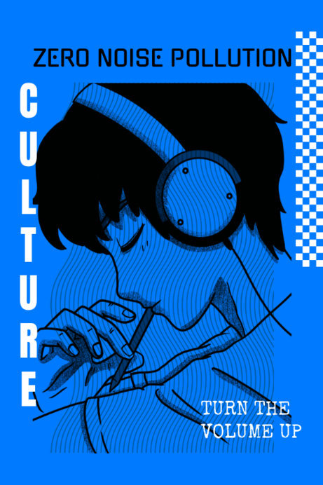 Placeit - Acid-Style Poster Design Template with a Boy Listening Music