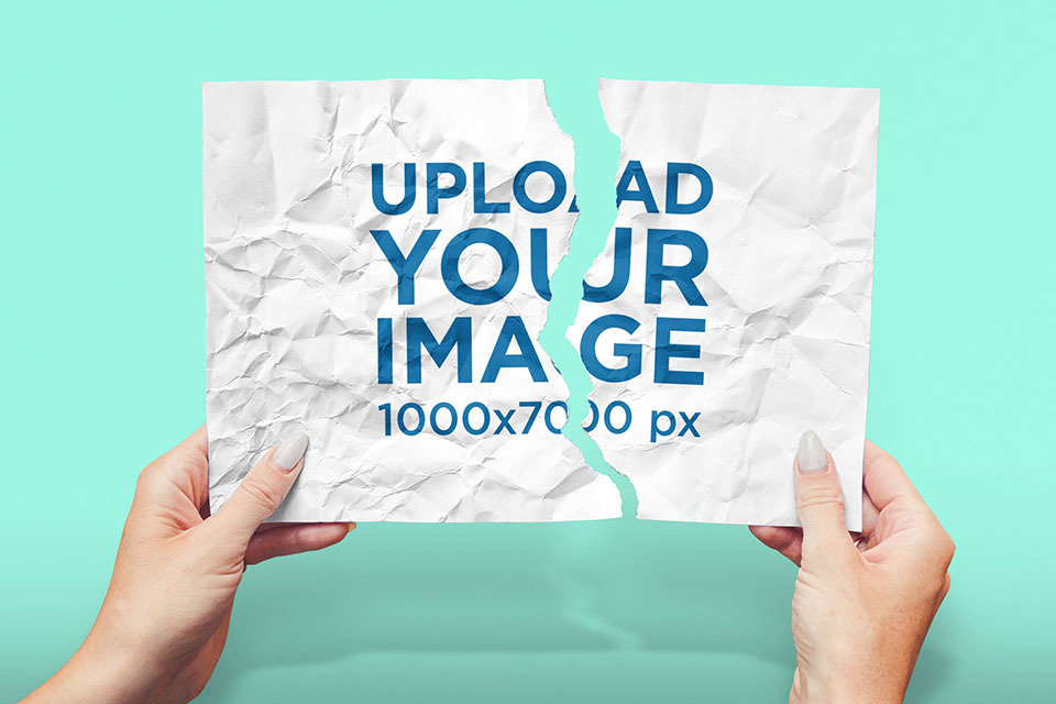 Placeit - Mockup of a Torn Horizontal Flyer
